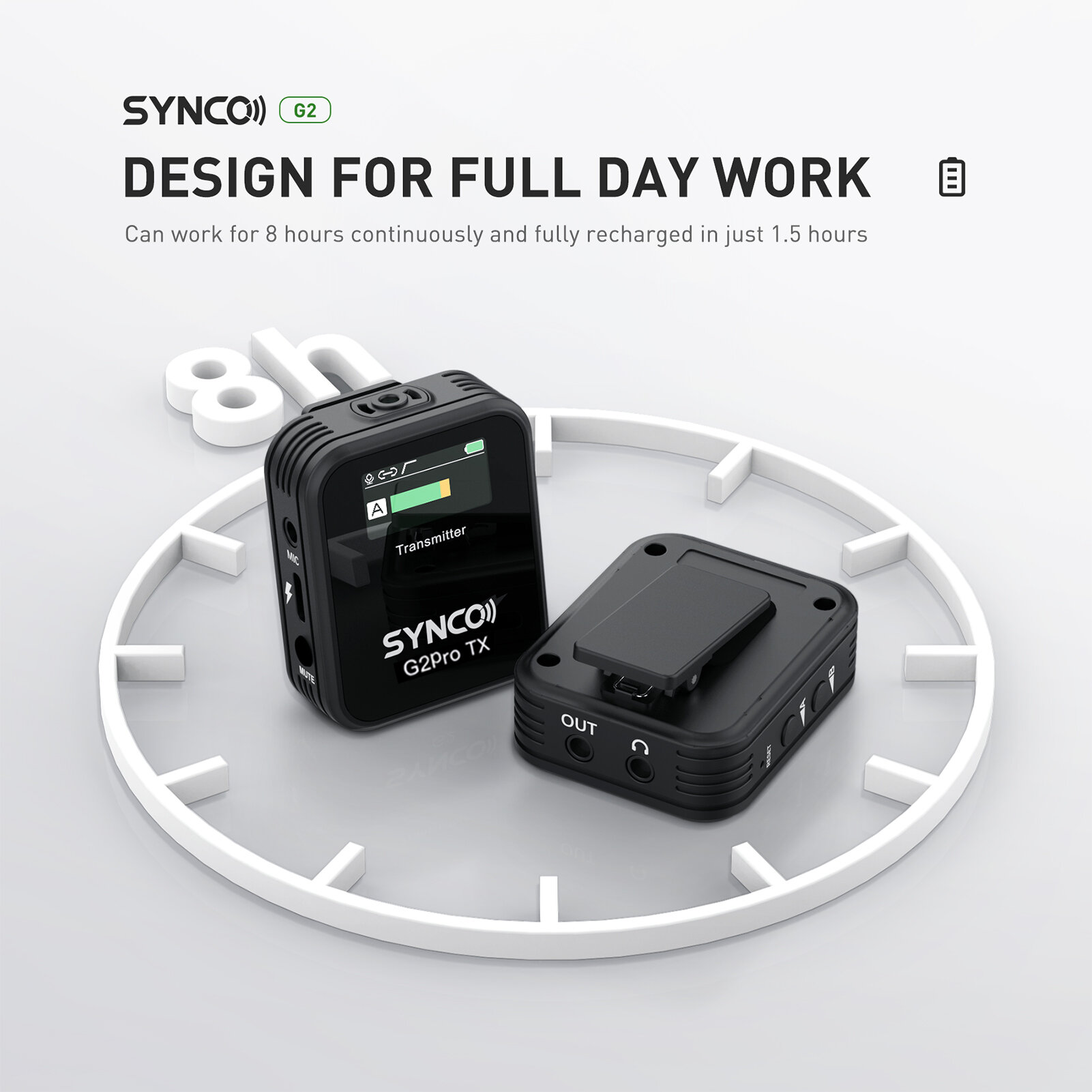 Беспроводная микрофонная система SYNCO G2A2 Pro с 1 приемником и 2 микрофонами, дальность передачи 200 м, 6 уровней регулировки скорости, встроенный аккумулятор с зарядным чехлом, сменная камера для телефонов Android, компьютеров, ноутбуков, для