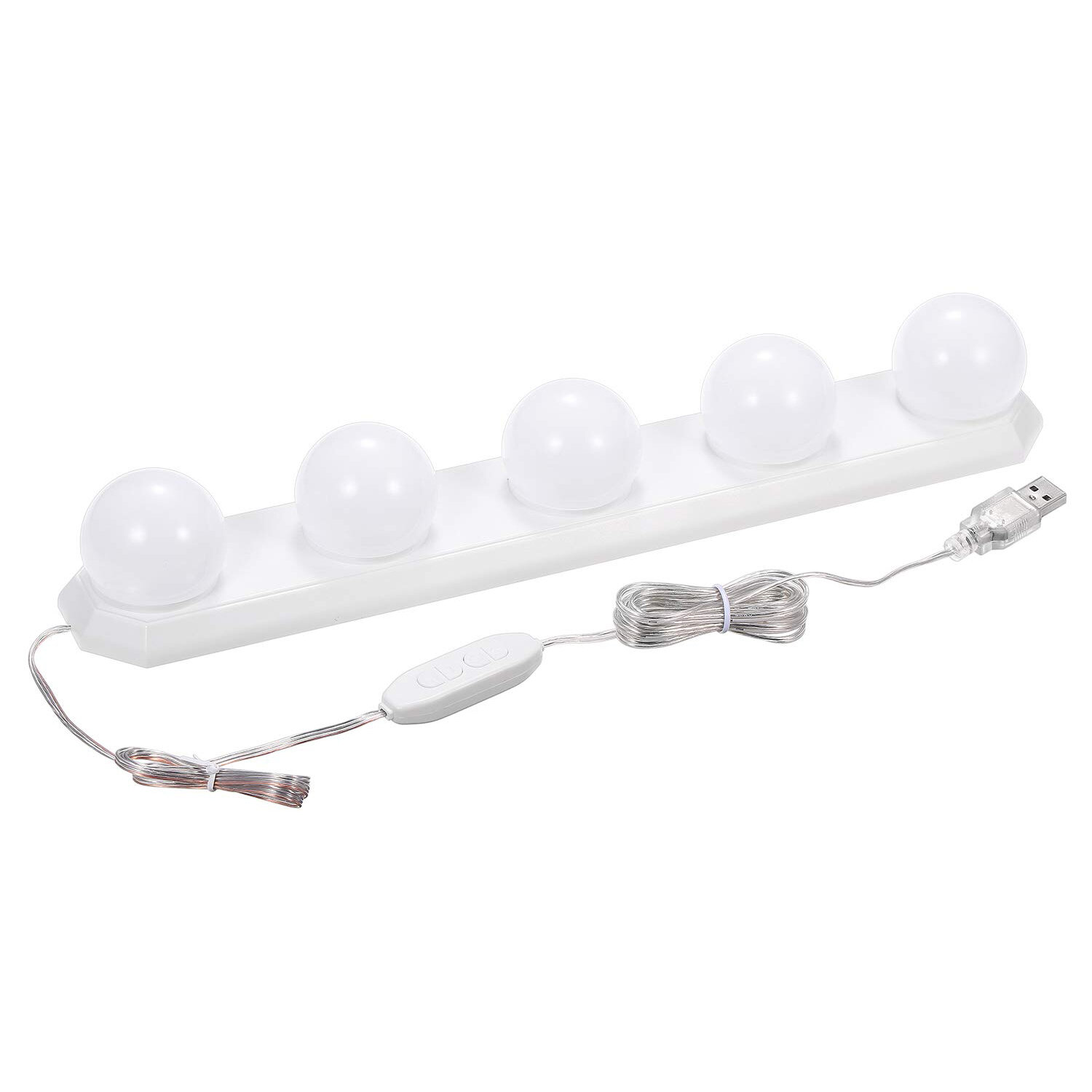 LED Зеркало с подсветкой для макияжа, регулируемая яркость, голливудский свет Tomshin-e для зеркал в ванной, 3 цвета, 10 уровней яркости, светильники для ванной DIY с 5 лампочками, USB-кабель длиной 7,55 футов
