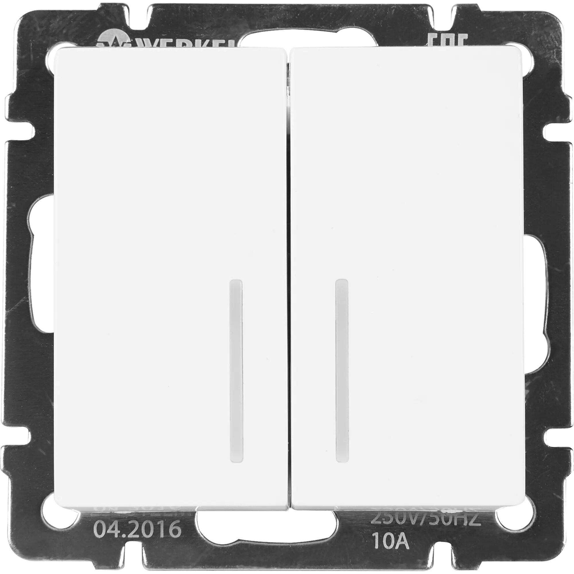 Werkel проходной встраиваемый выключатель 2 клавиши с подсветкой белого цвета