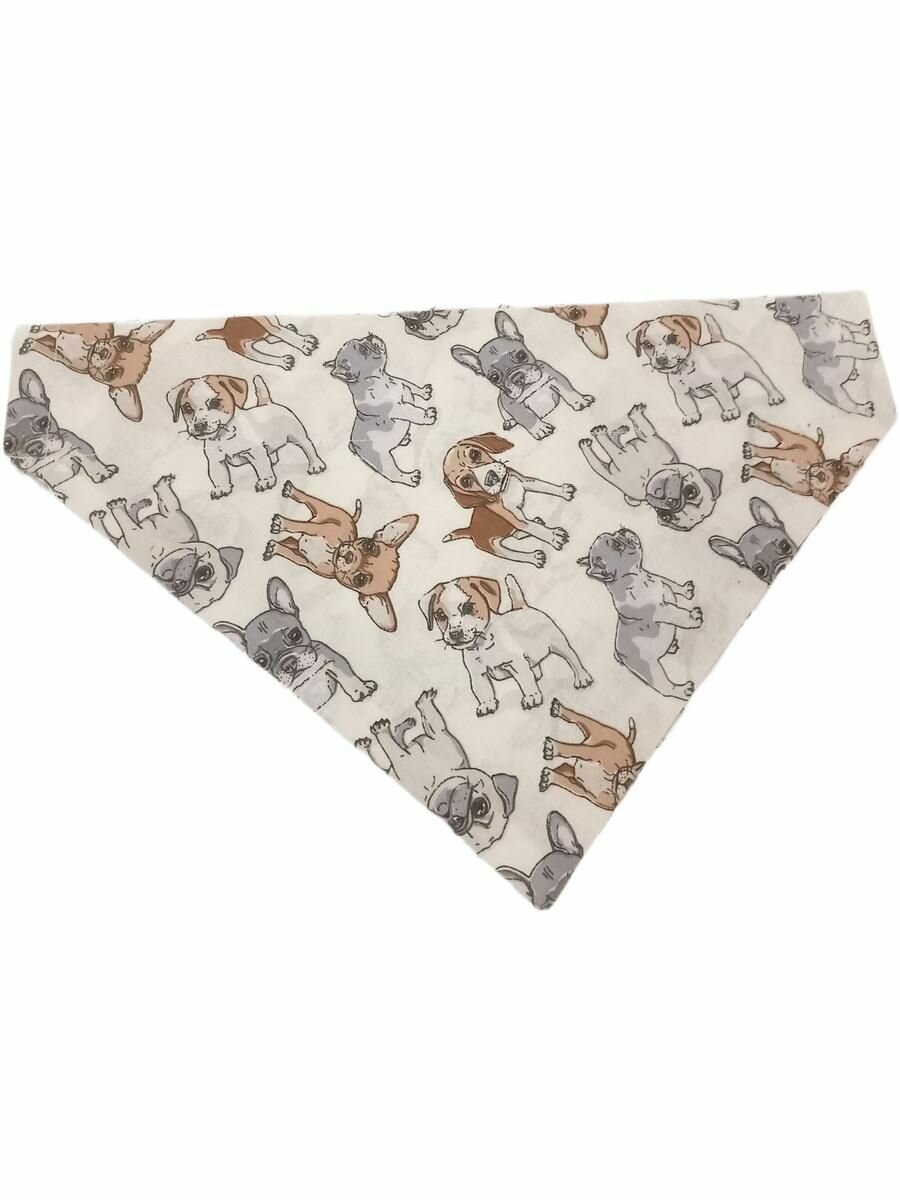 Бандана для животных, щенки на белом, 24х15, на ремень 3 см ручнаяработа