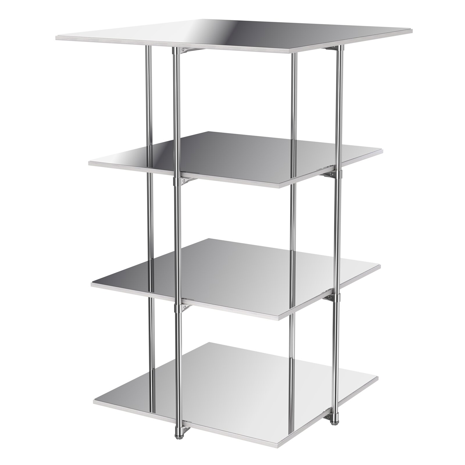 Торговый стенд Экспозиция с полками №4 (с тремя зеркальными полками), Ясень Анкор светлый