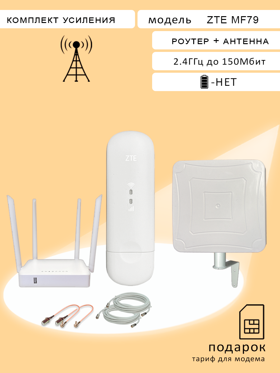 Модем USB Zte MF79 + внешняя антенна для усиления MIMO 15dBi