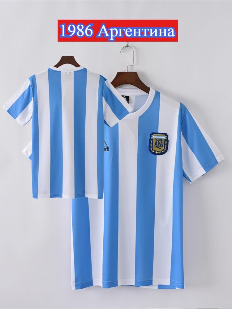 Ретро: Форма футбольная 1986 Аргентина Домашний стадион Короткие рукава идеальное снаряжение для памятного матча Месси Марадона