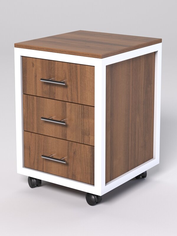 Тумба Т-02 "стронг" в стиле лофт, Орех + металлический каркас Белый