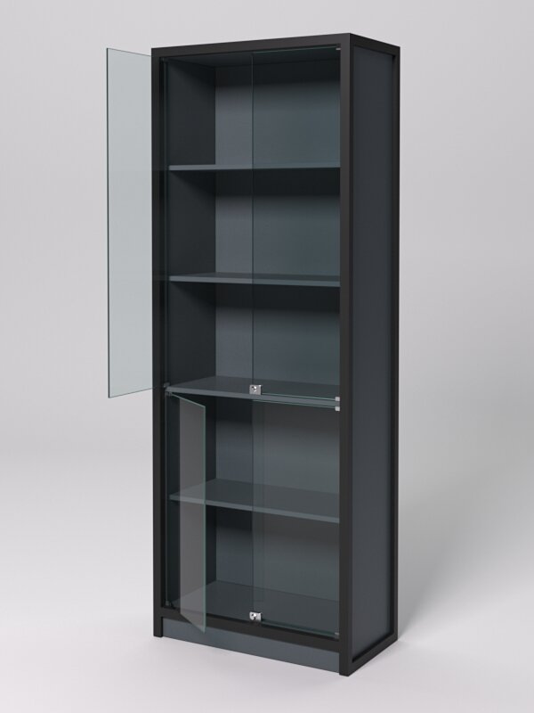 Шкаф-витрина офисный ШВ-51 "стронг" в стиле лофт, Темно-серый