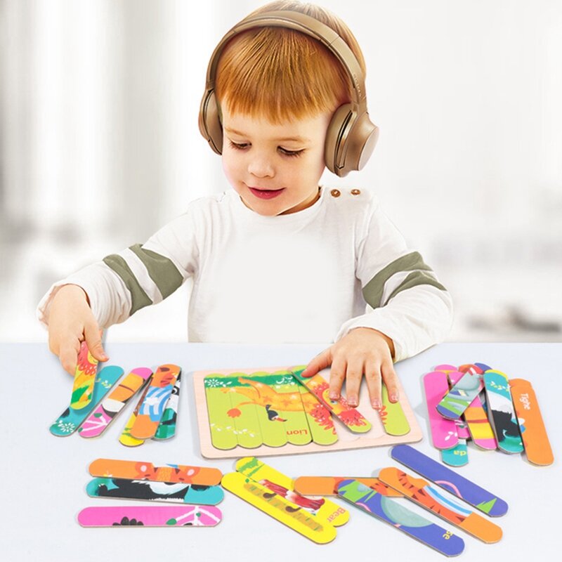 Фрукты Двусторонние Пазлы Игрушки-Мозаики Пазлы в форме полосок для малышей (32 шт. и 8 узоров)