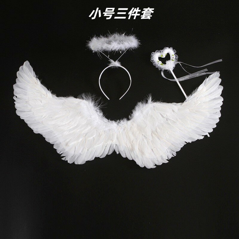 Крылья из перьев Ангела, для сценических представлений, рождественское украшение, комплект из трех частей