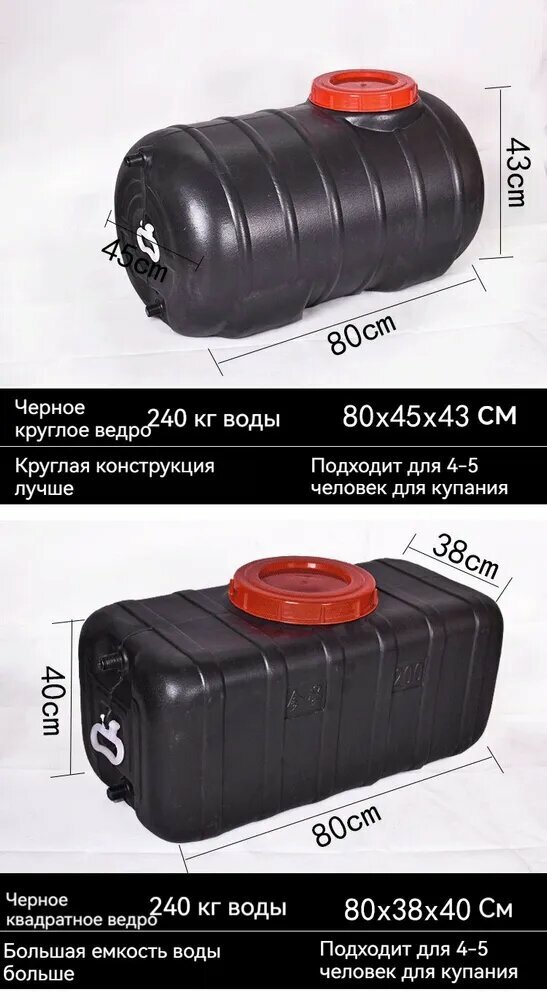 Бак для душа, пластик, 150л, с антивозрастной насадкой, регулировка расхода воды