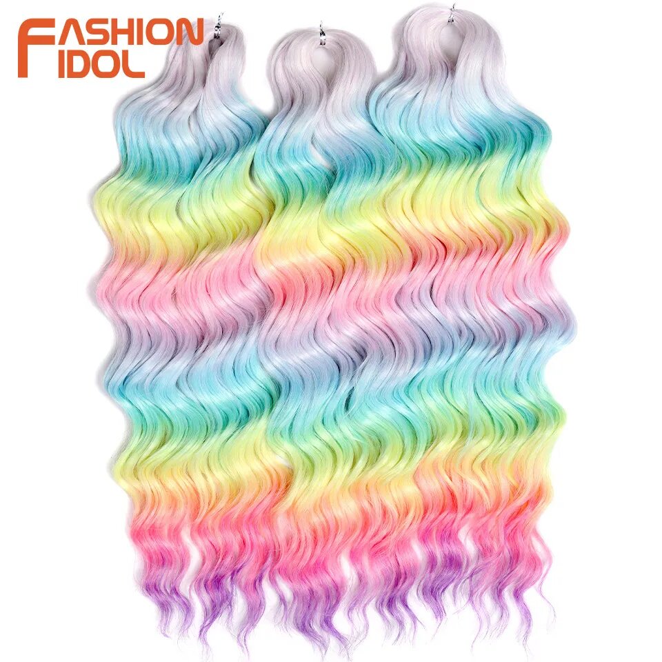 FASHION IDOL Радужные синтетические волосы, 24 дюйма, HPD126