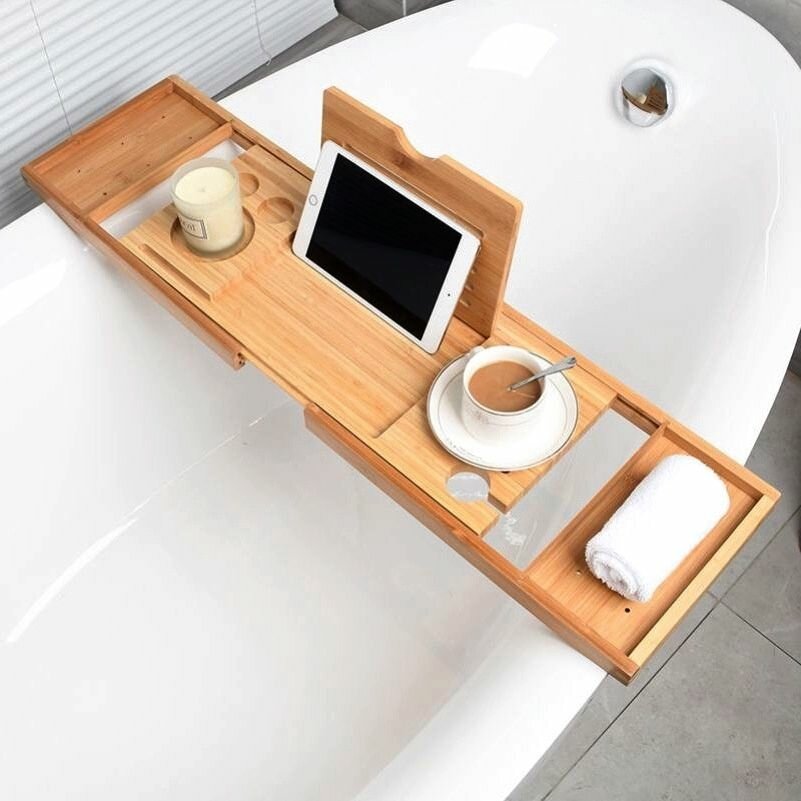 Деревянная подставка полка для ванной / Столик для ванной