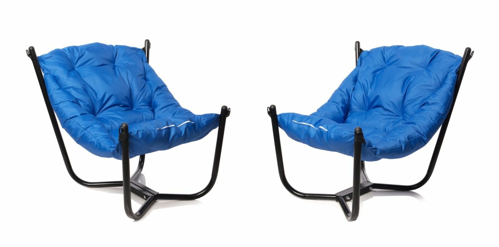Комплект мягких кресел ЧИЛ, черное основание, синяя подушка (2 шт)