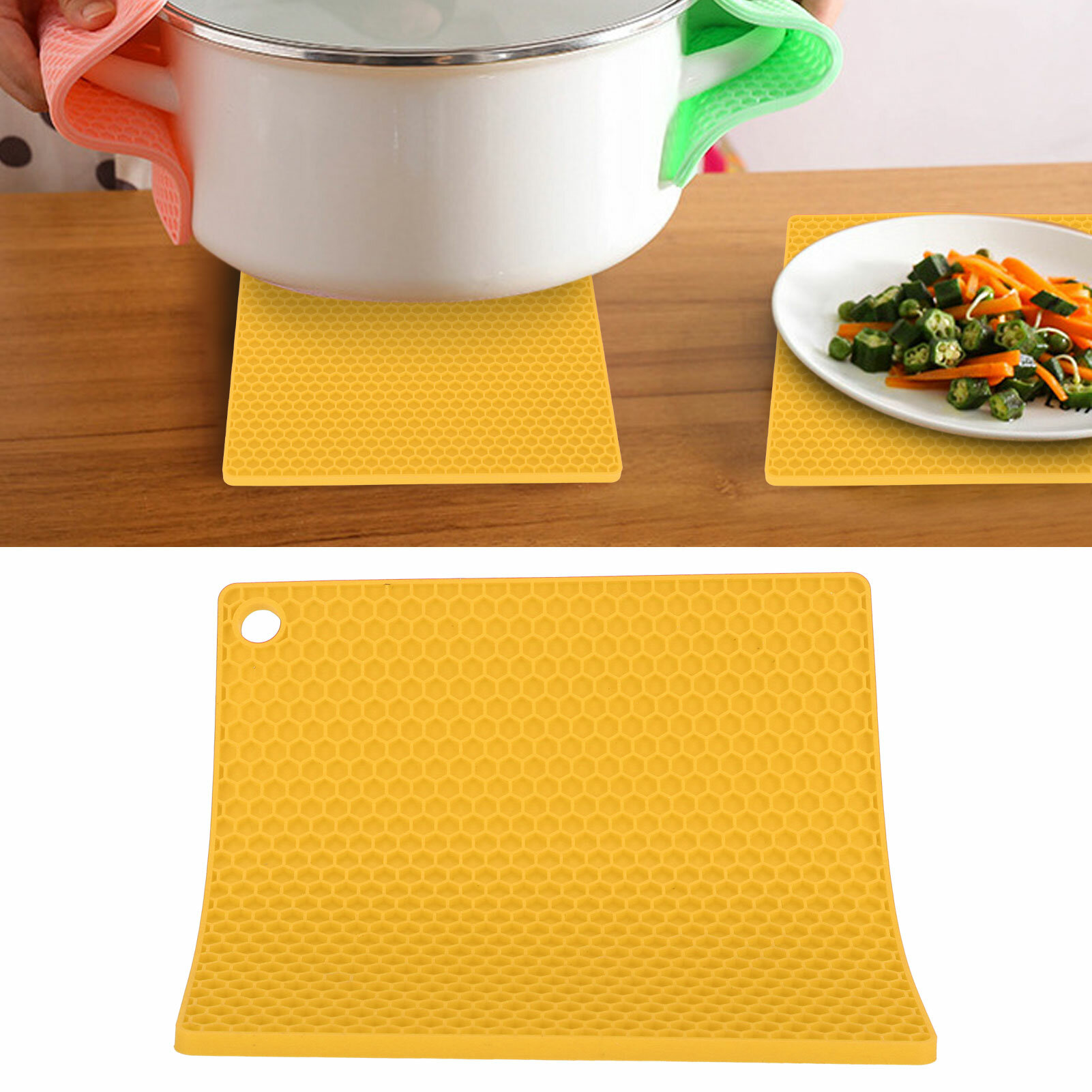Изоляционная прокладка Пищевая силиконовая прокладка, противоскользящая, утолщенный коврик для микроволновой печи для использования на кухне (желтый)