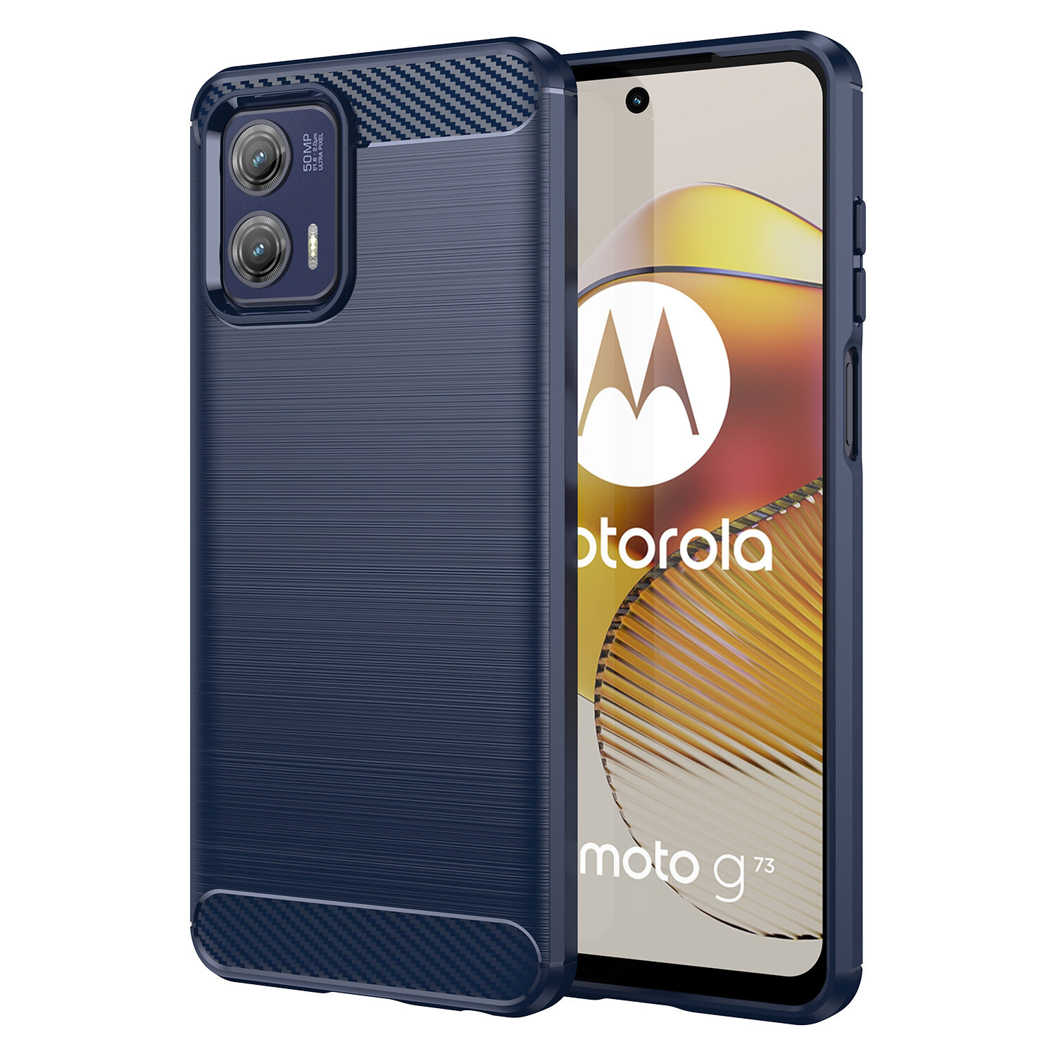 Чехол панель-бампер MyPads «Carbon» из тончайшего и прочного силикона для Motorola Moto G73 с матовой отделкой «под карбон» синяя MyPads