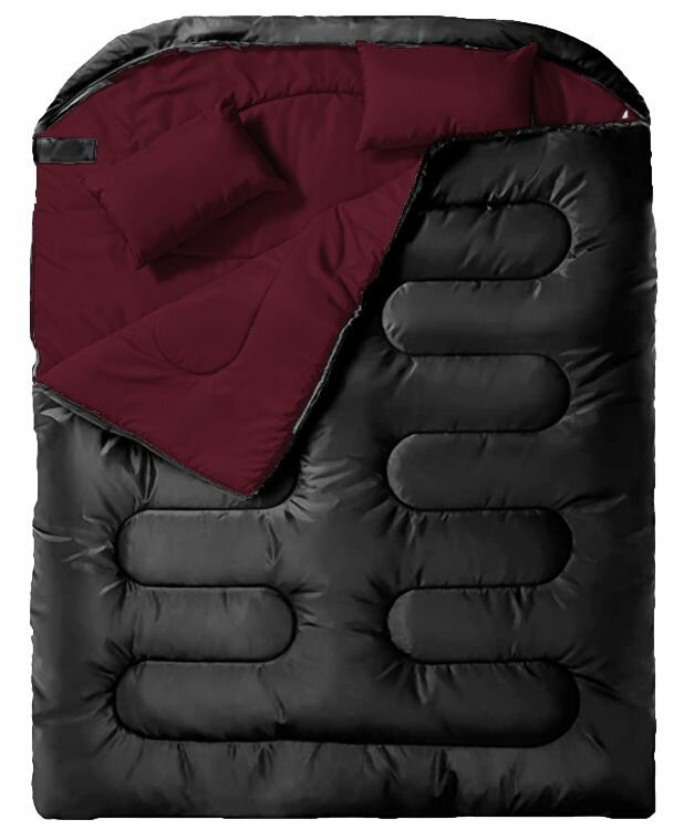 Утолщенный кемпинговый спальный мешок для двоих на открытом воздухе с подушкой, спальный мешок туристический, съемный