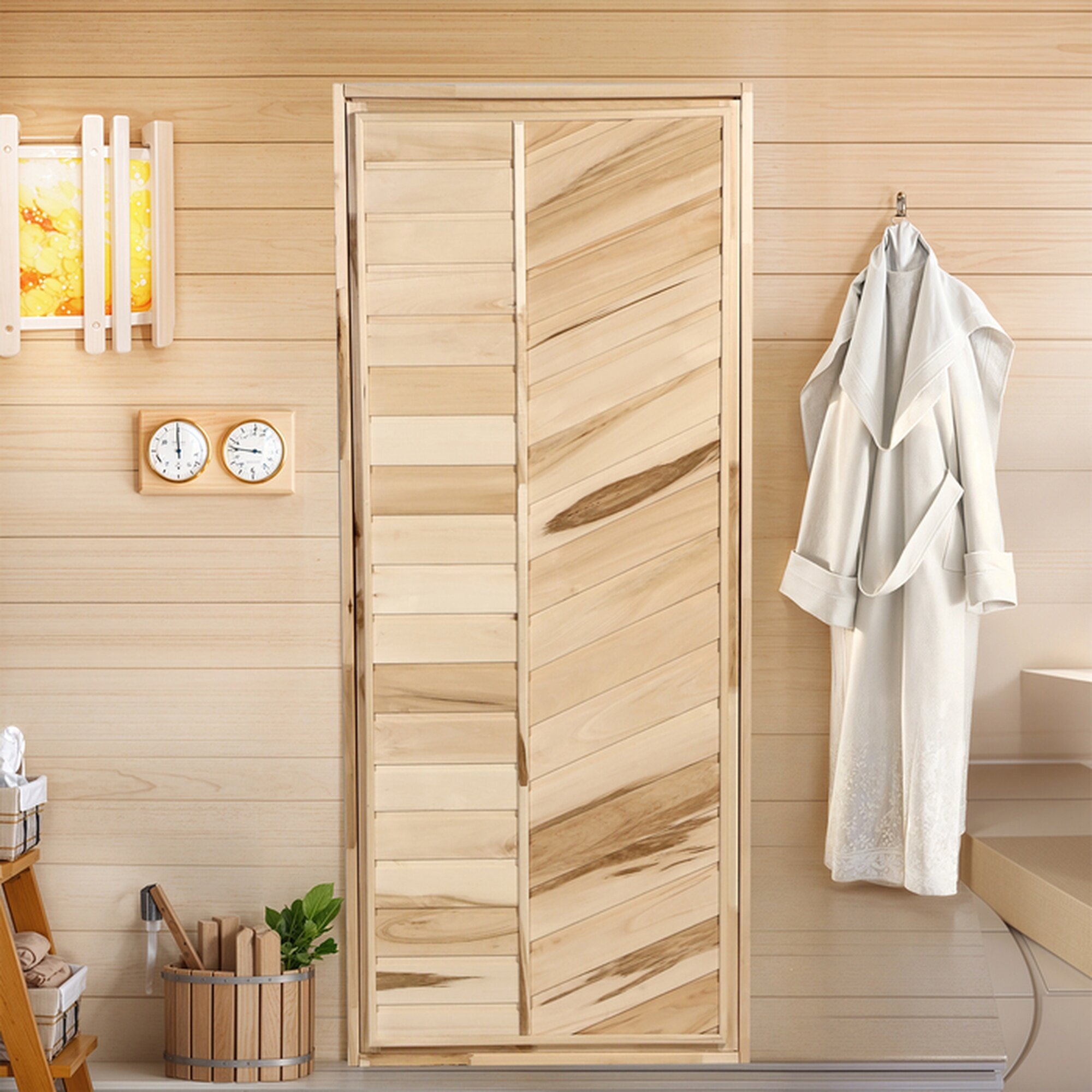 Дверь для бани Сима-ленд, липа, сорт С, 170x80 см, глухая, бежевая