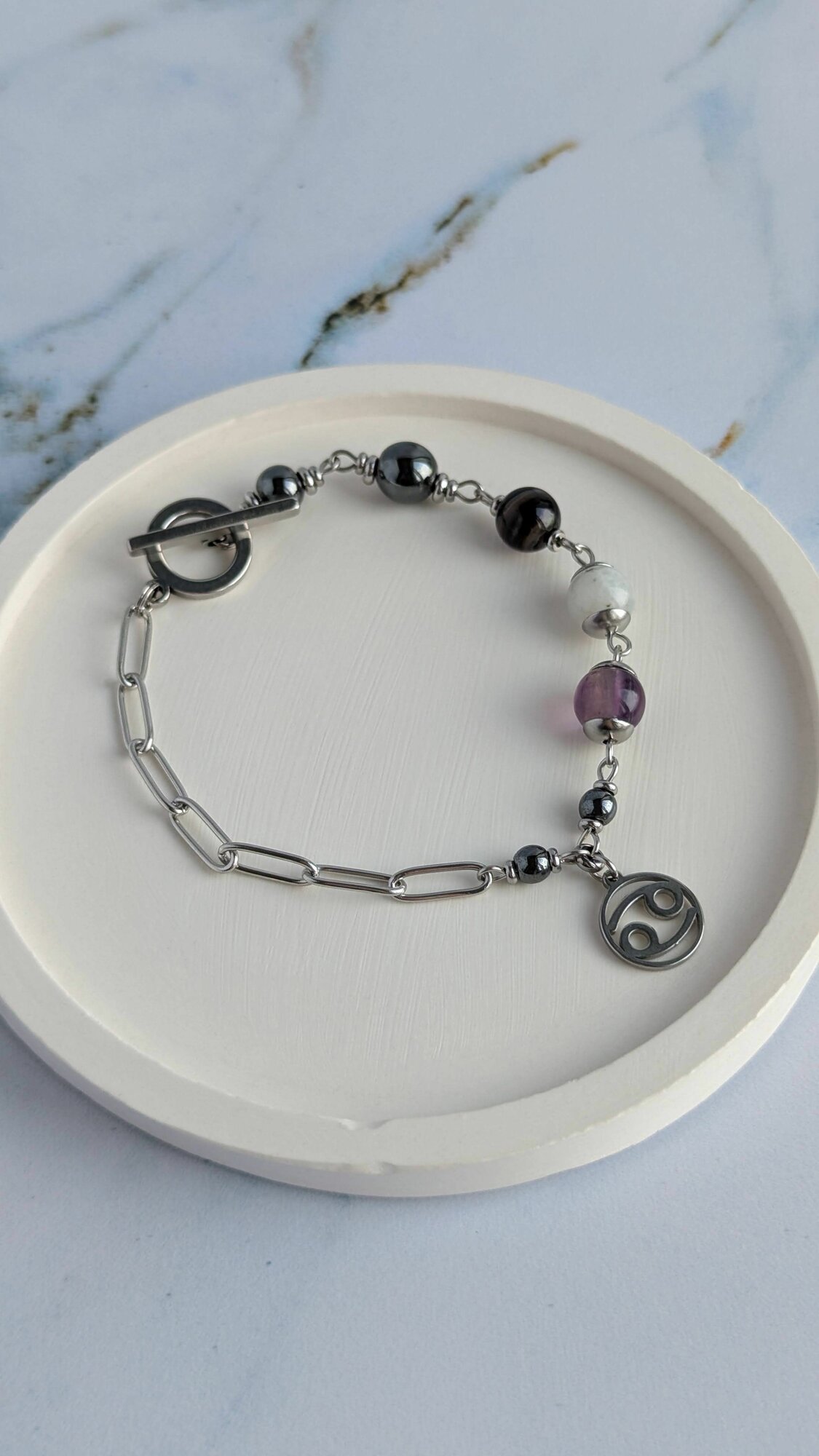 Браслет, лунный камень, агат