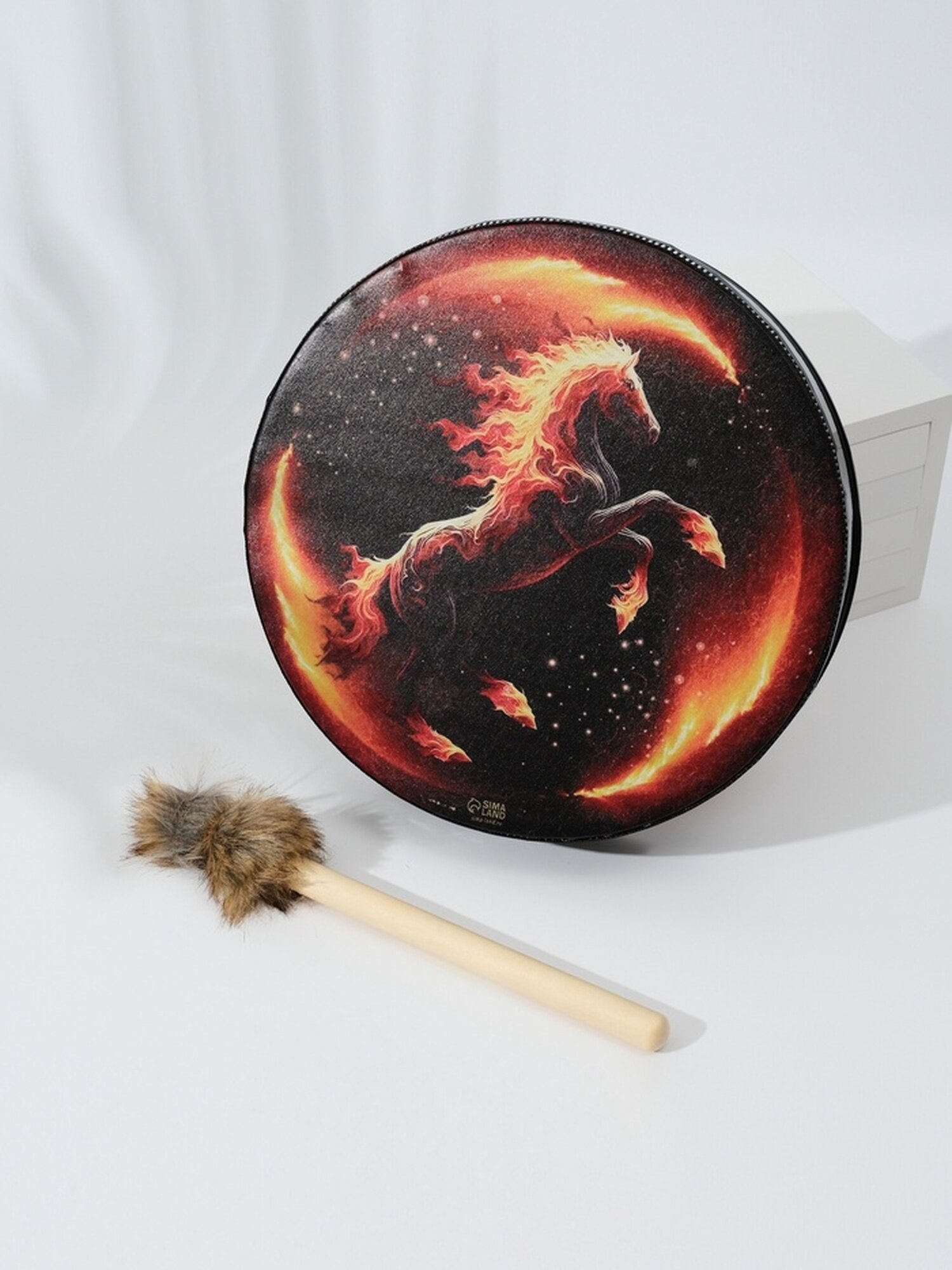 Шаманский бубен Сима-ленд "Огненный конь", дерево, 5x25x25 см