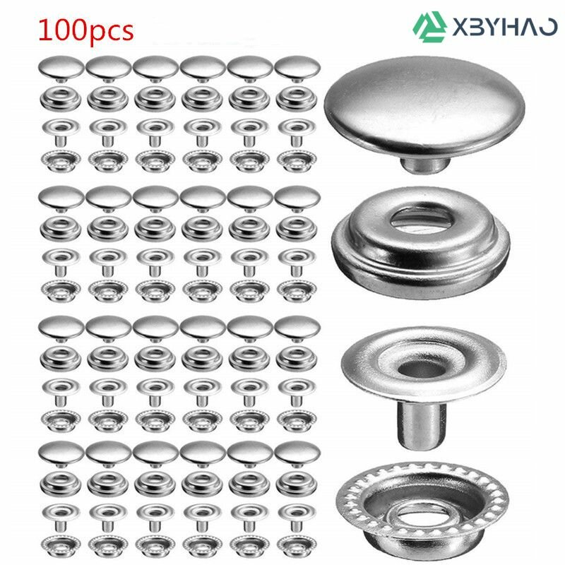 100 шт, морские большие белые кнопки, комплект кнопок-крепежей, 15 мм нержавеющая сталь