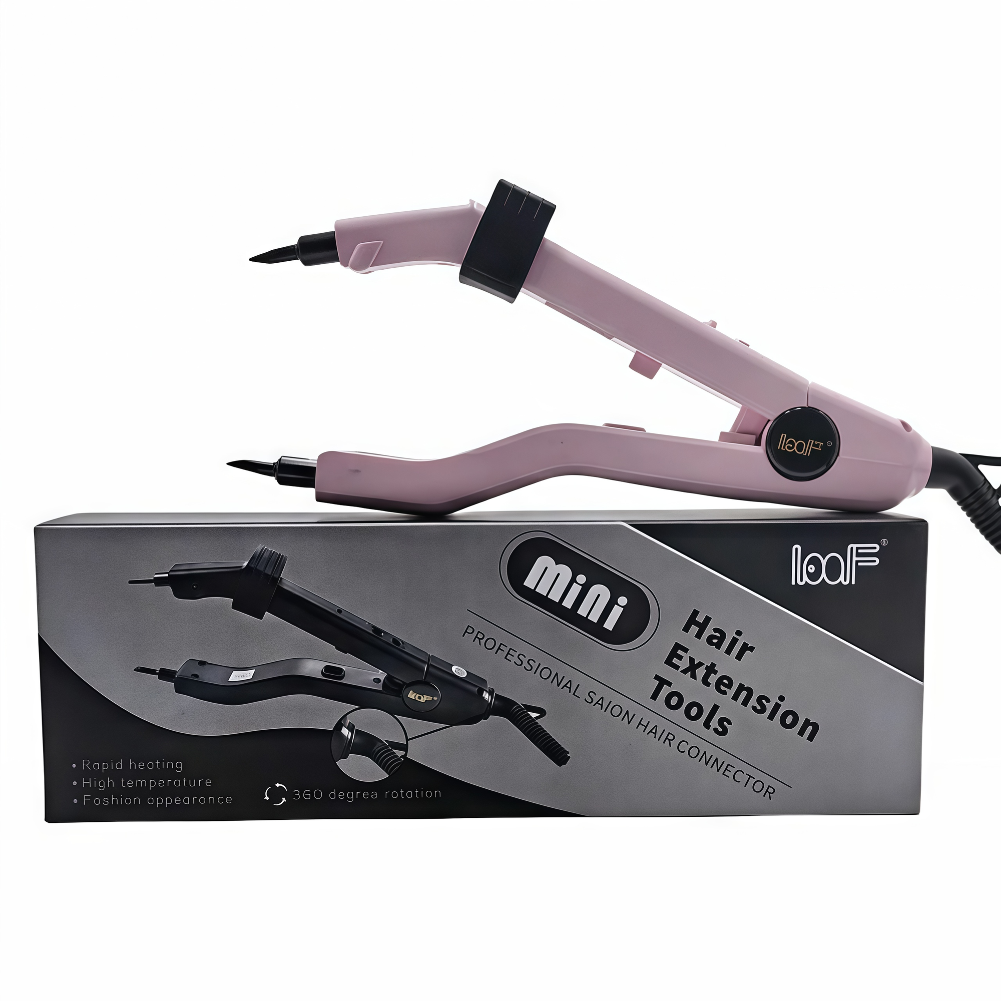 Щипцы для наращивания волос, керамические, 15 см, регулируемая температура, розовый