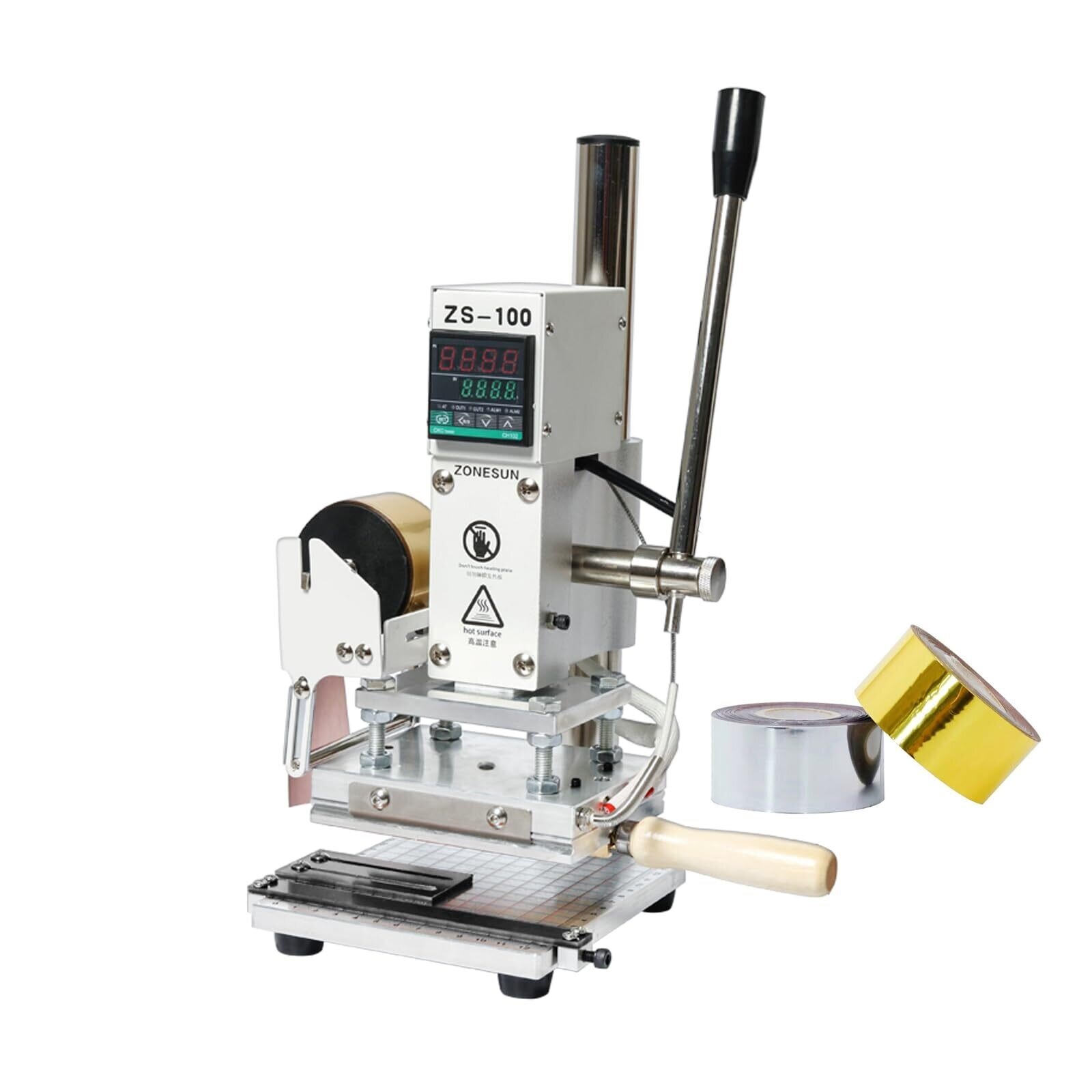 ZS-100 - Цифровая машина для тиснения с тиснеными буквами, машина для горячего тиснения, термопресс для ПВХ-кожи и тиснения бумаги (только машина)