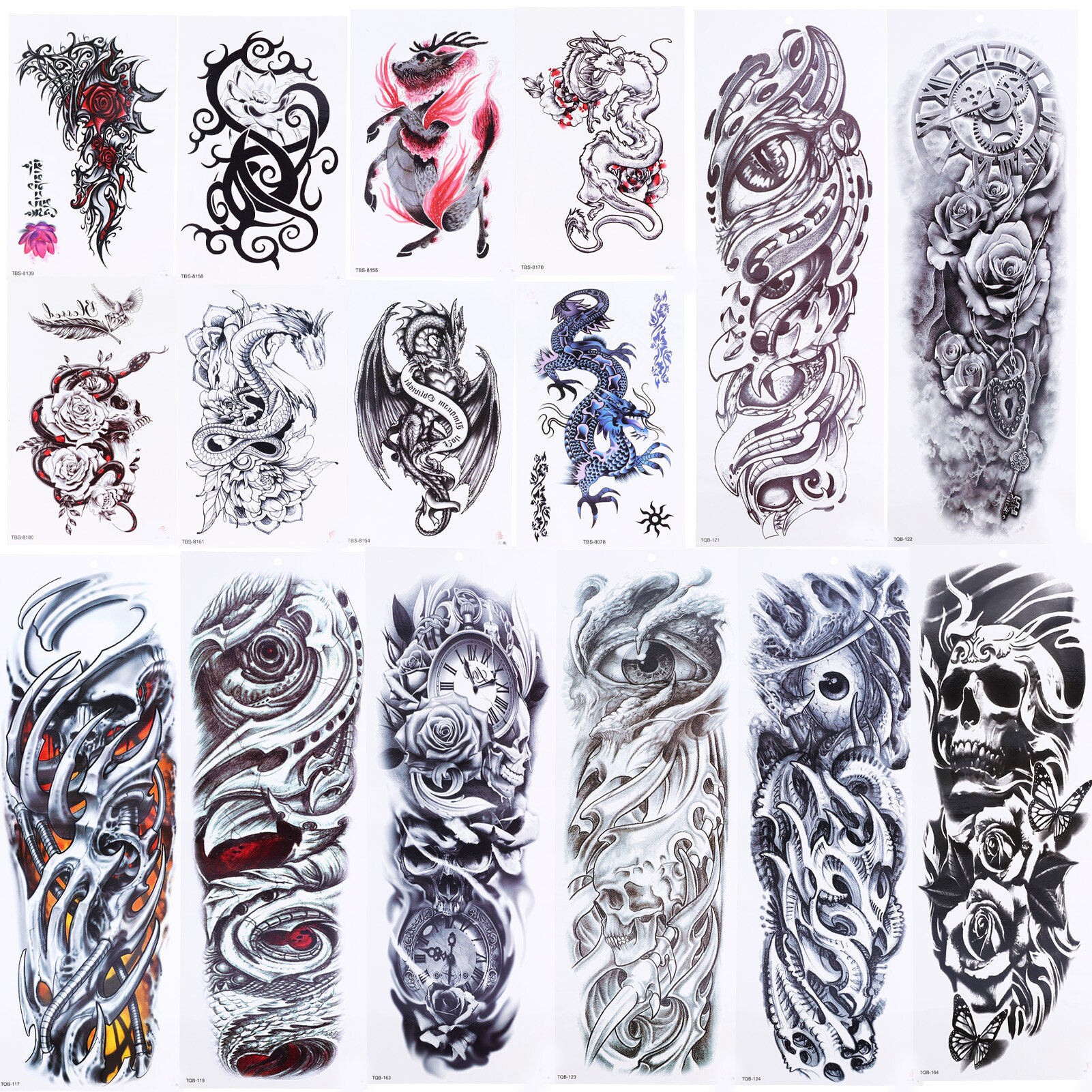 16шт поддельные татуировки наклейки временные водонепроницаемые большие татуировки для тела для рук, ног