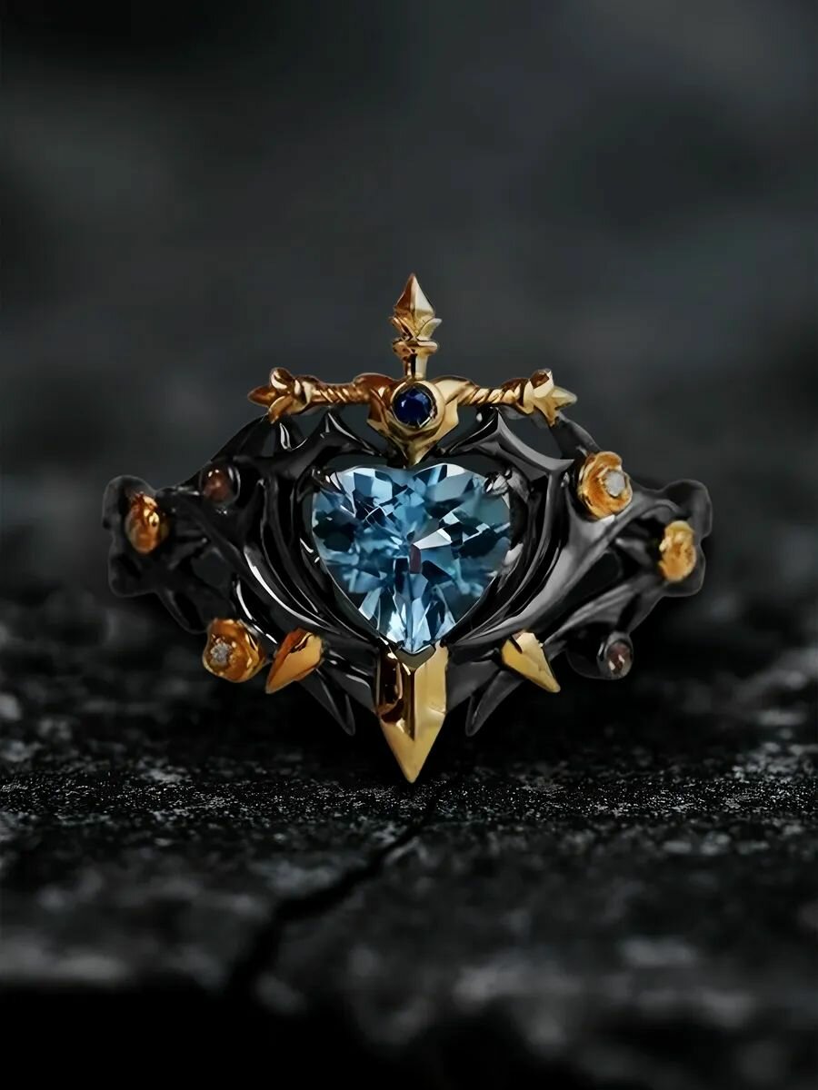 Кольцо, металл, искусственный камень