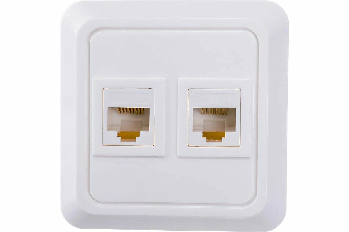 Розетка телефон интернет rj11 + rj45 крем встроенная Viko Yasemin без вставки