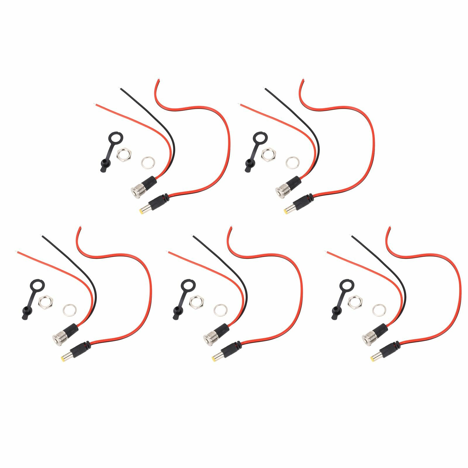 5 комплектов 5.5x2.1мм 10A разъем питания шнур гнездо резьбовое гнездо соединитель провод адаптер с водонепроницаемым чехлом