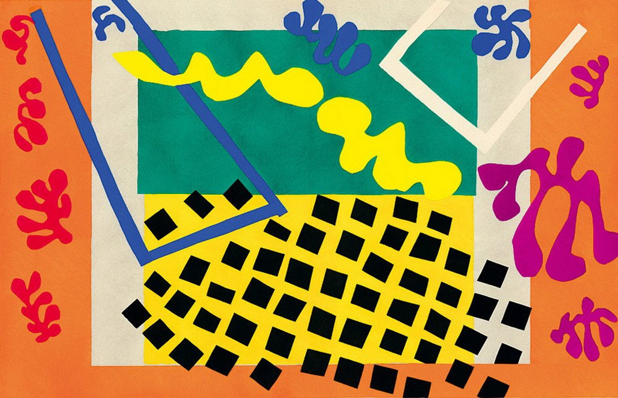 Плакат, постер Цветная абстракция-Анри Матисс (1952) на бумаге, размер 21х30см