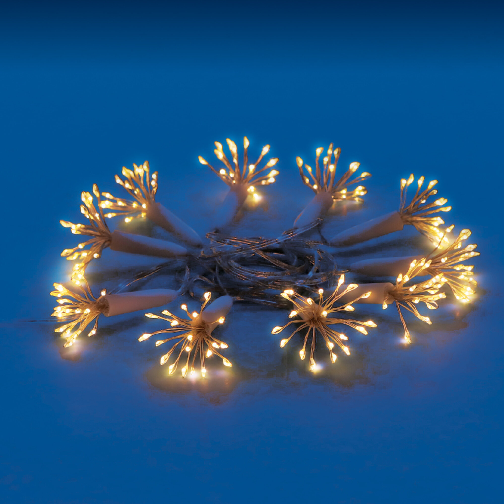 Гирлянда светодиодная Звезда, 2.5 м, IP44, теплый белый свет, провод прозрачный, Uniel