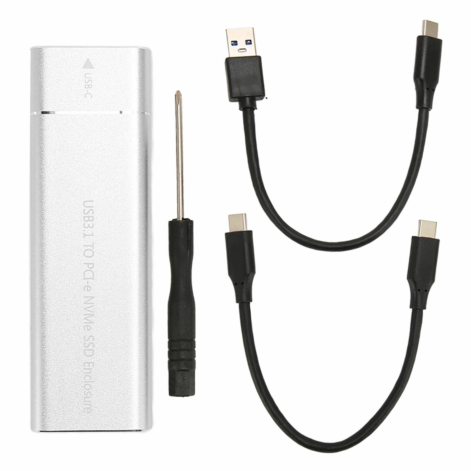 Корпус M.2 NVMe 10 Гбит/с, Type-C, 2 ТБ, 2230-2280, серебро