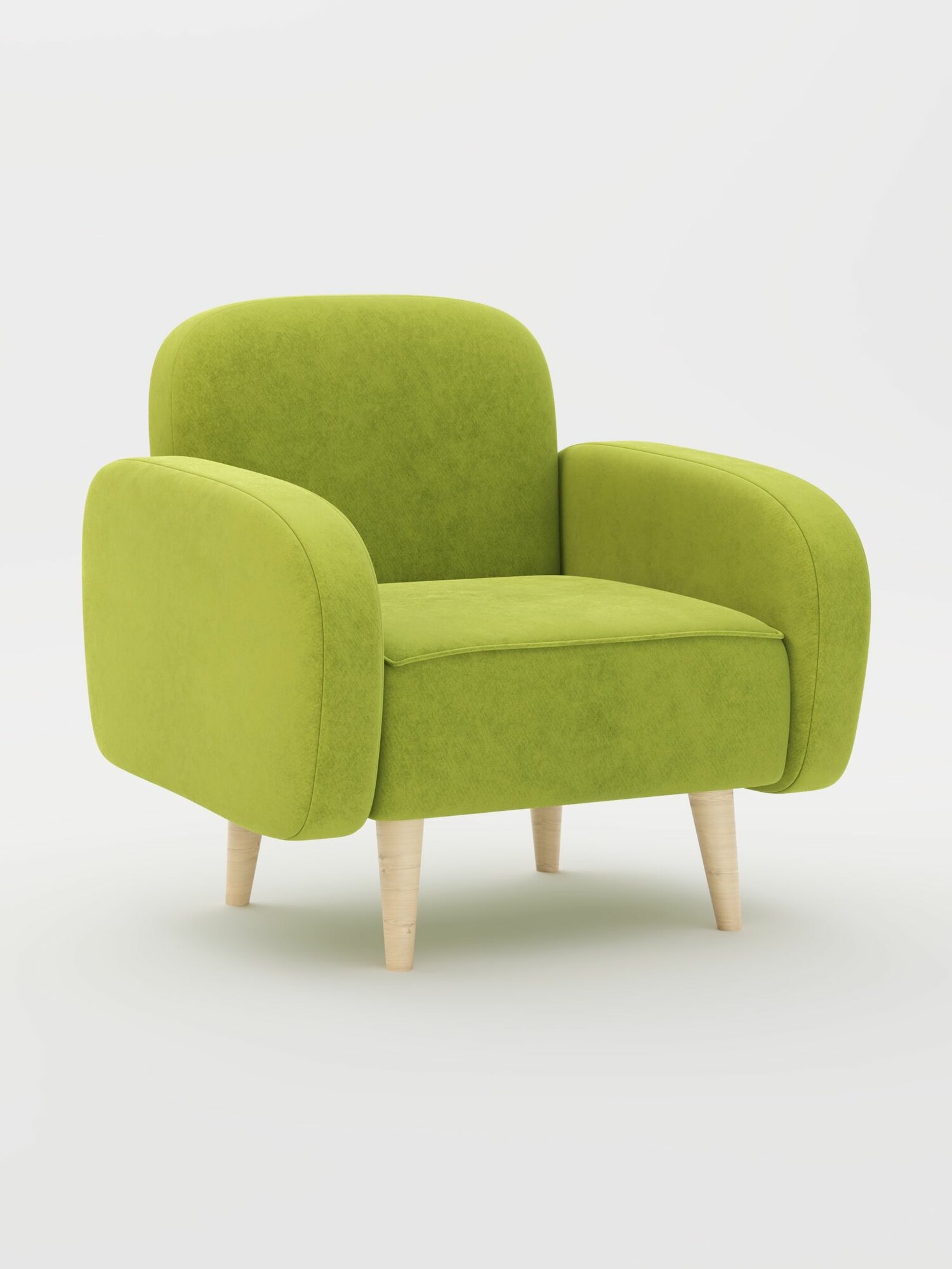 Кресло мягкое для дома, отдыха в гостиной, лорен от W&B, премиум велюр салатовый