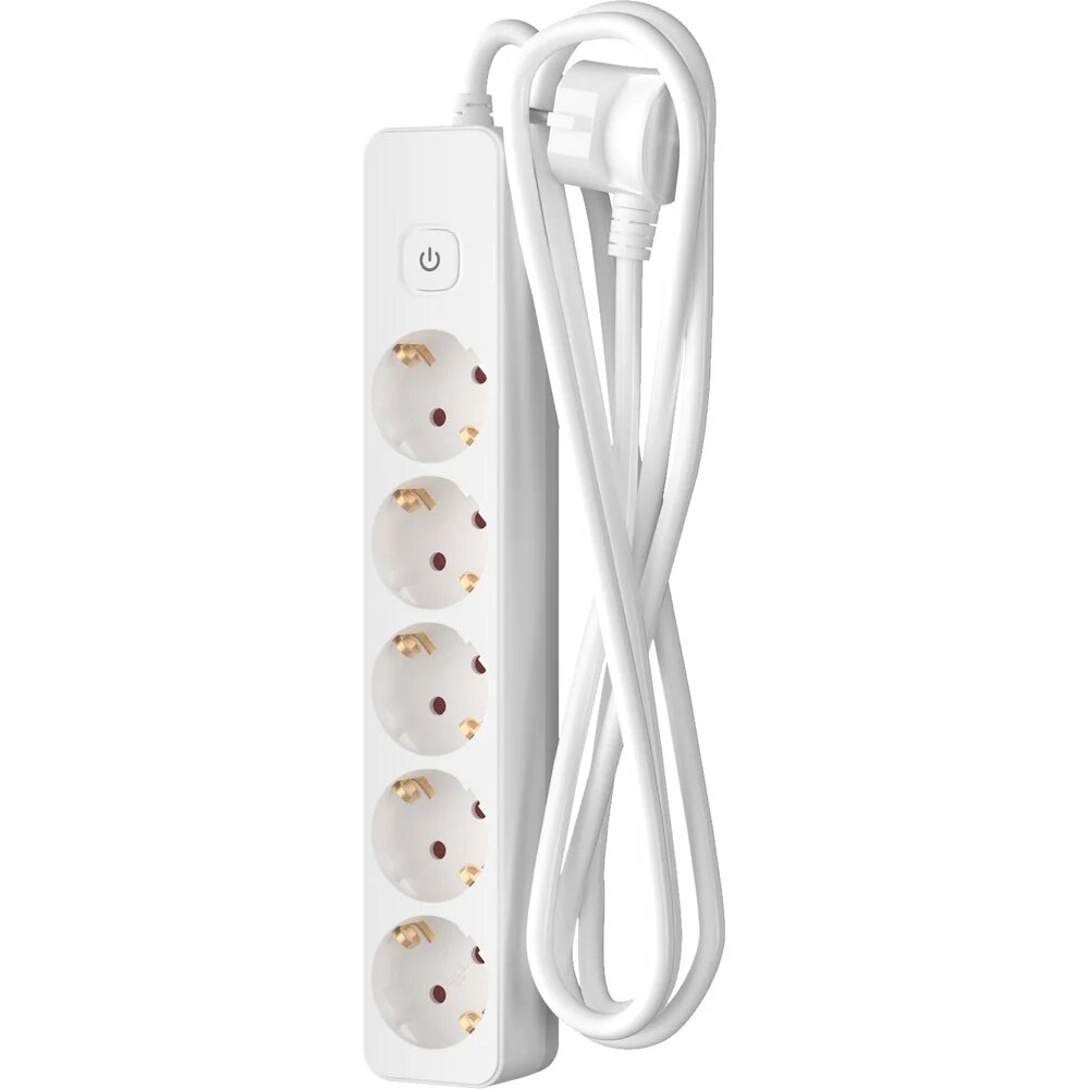 Удлинитель сетевой фотон 2м 5 розеток 16А с выключателем, с заземлением, Белый 21207, 3х1,0мм, из термоустойчивого