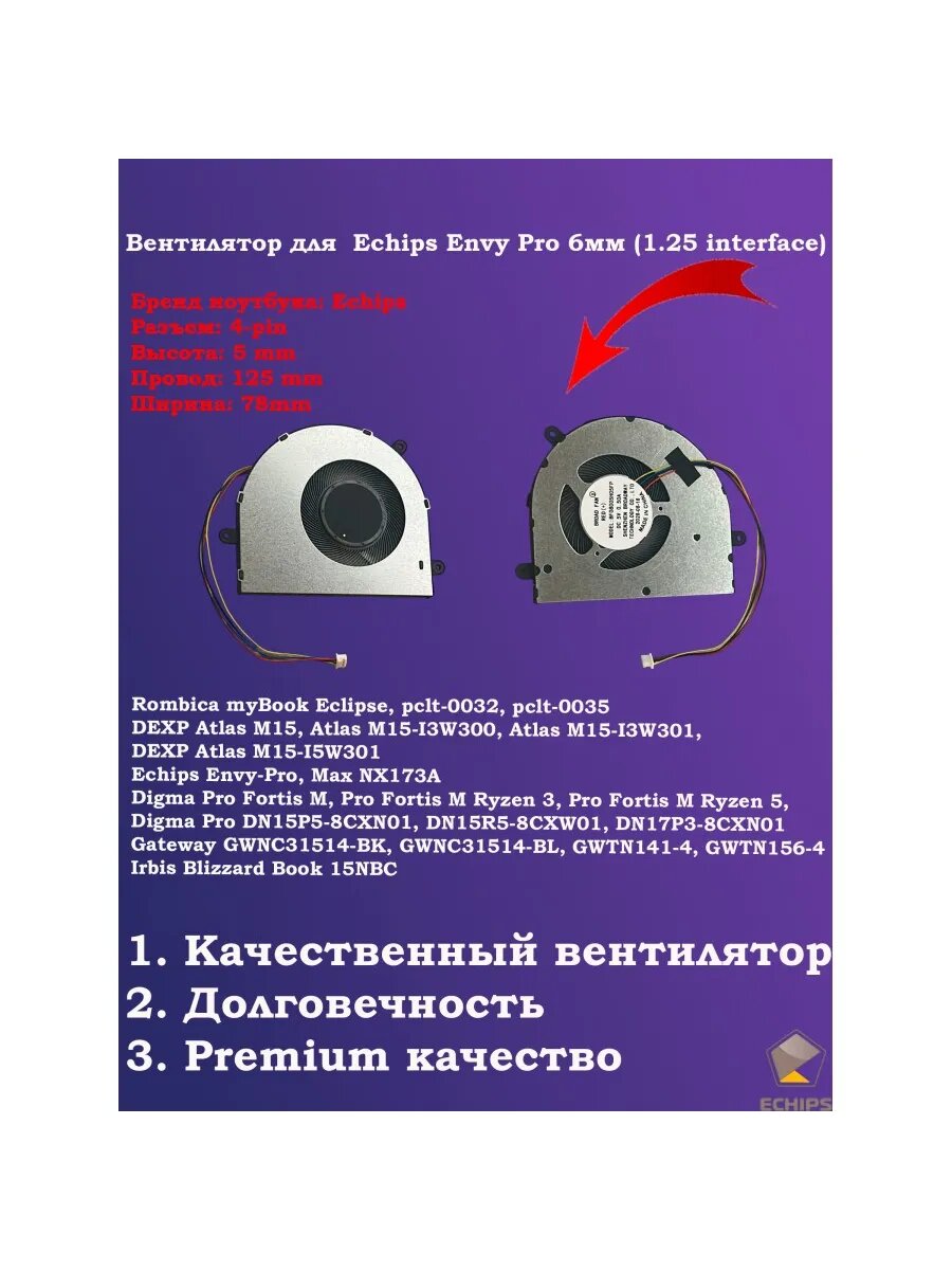 Вентилятор Gateway GWNC31514-BK 6мм (1.25 interface)