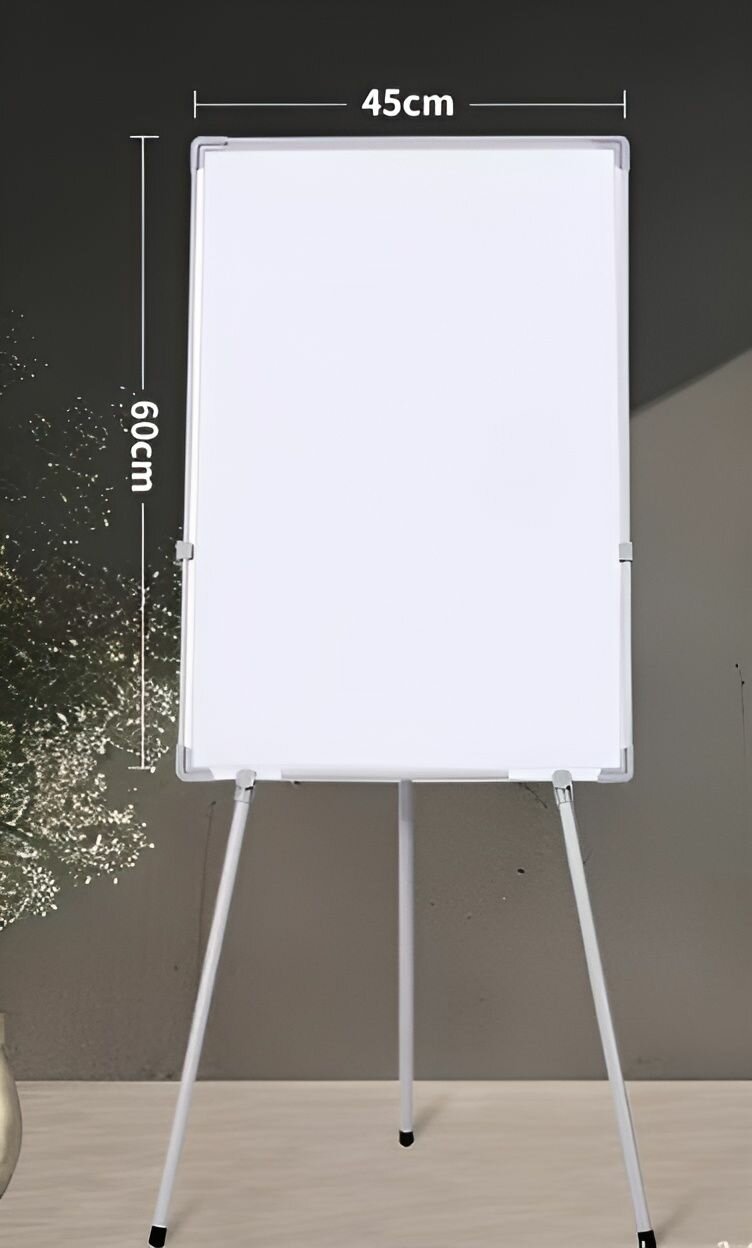 Доска-флипчарт магнитно-маркерная демонстрационная для офиса и дома на треноге c держателями для бумаги 45х60 см DD
