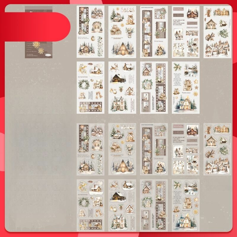 Эксклюзивный набор 18 листов Mr.Paper для декора зимней тематики, выполненный из бумаги васи и ПЭТ, предназначен для украшения фотоальбома и ежедневника