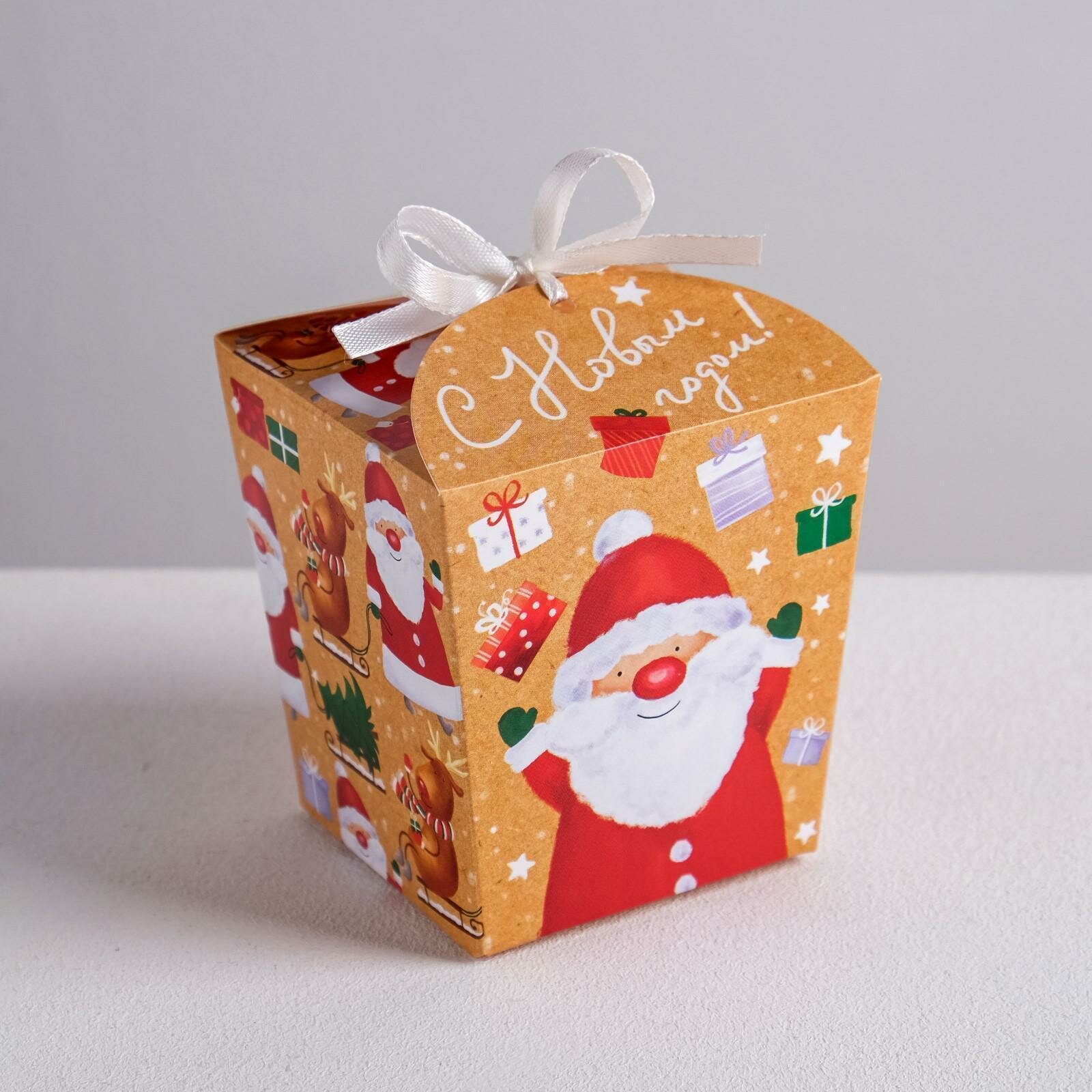 !09 Бонбоньерка (набор 10 штук) 7,5 × 8 × 7,5 см: «Загадай желание» 5 штук + «С Новым годо» 5 штук