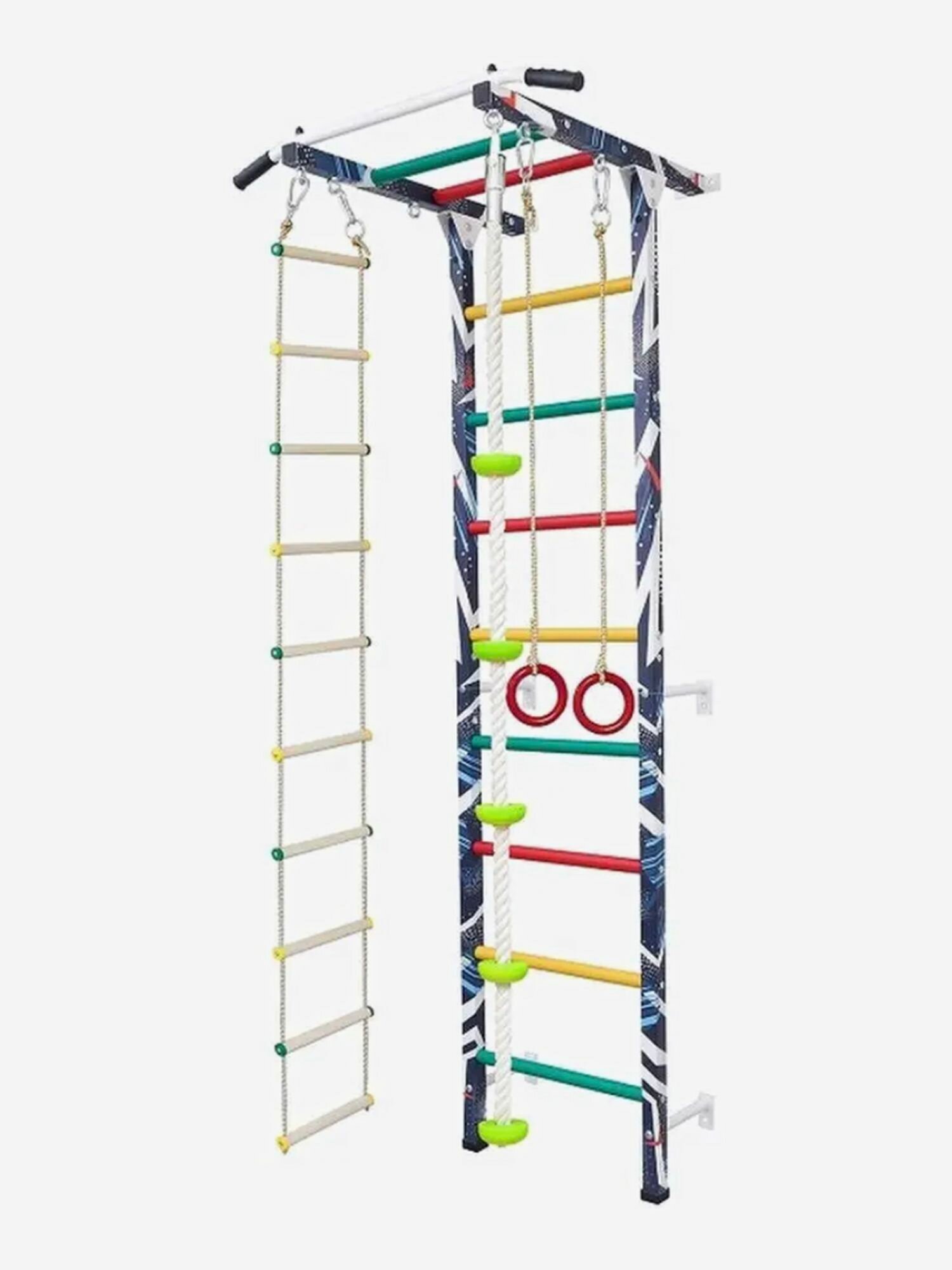 Шведская стенка с турником, веревочной лестницей, кольцами, канатом с упорами, тарзанкой Sportlim Айсберг