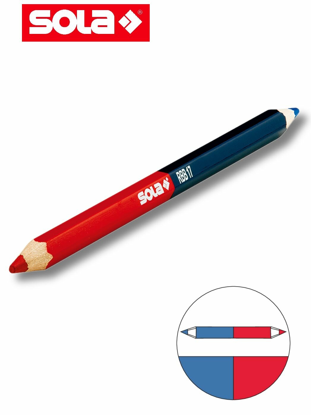 Карандаш разметочный строительный красно-синий SOLA RBB 17 двухсторонний (66024020)
