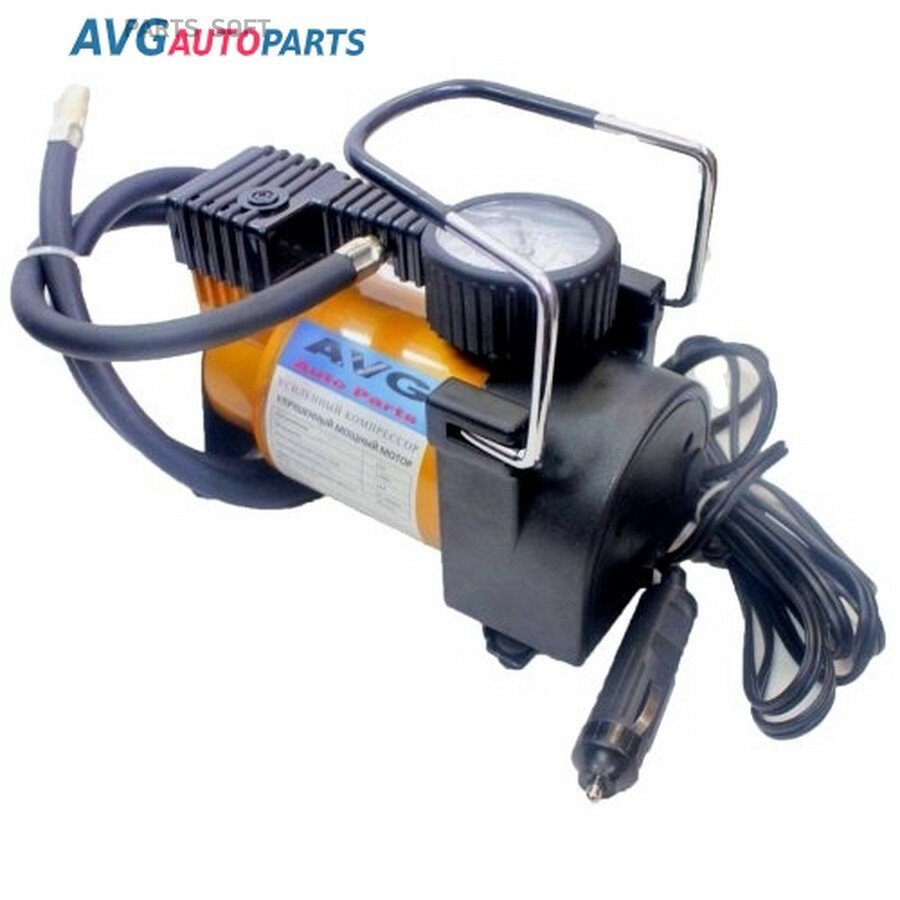 Компрессор автомобильный поршневой (1 цилиндр) манометр 150PSI (35л/м, 14А) с предохранителем и ручкой AС58 TUV от официального дистрибьютора, AVG, артикул 107009