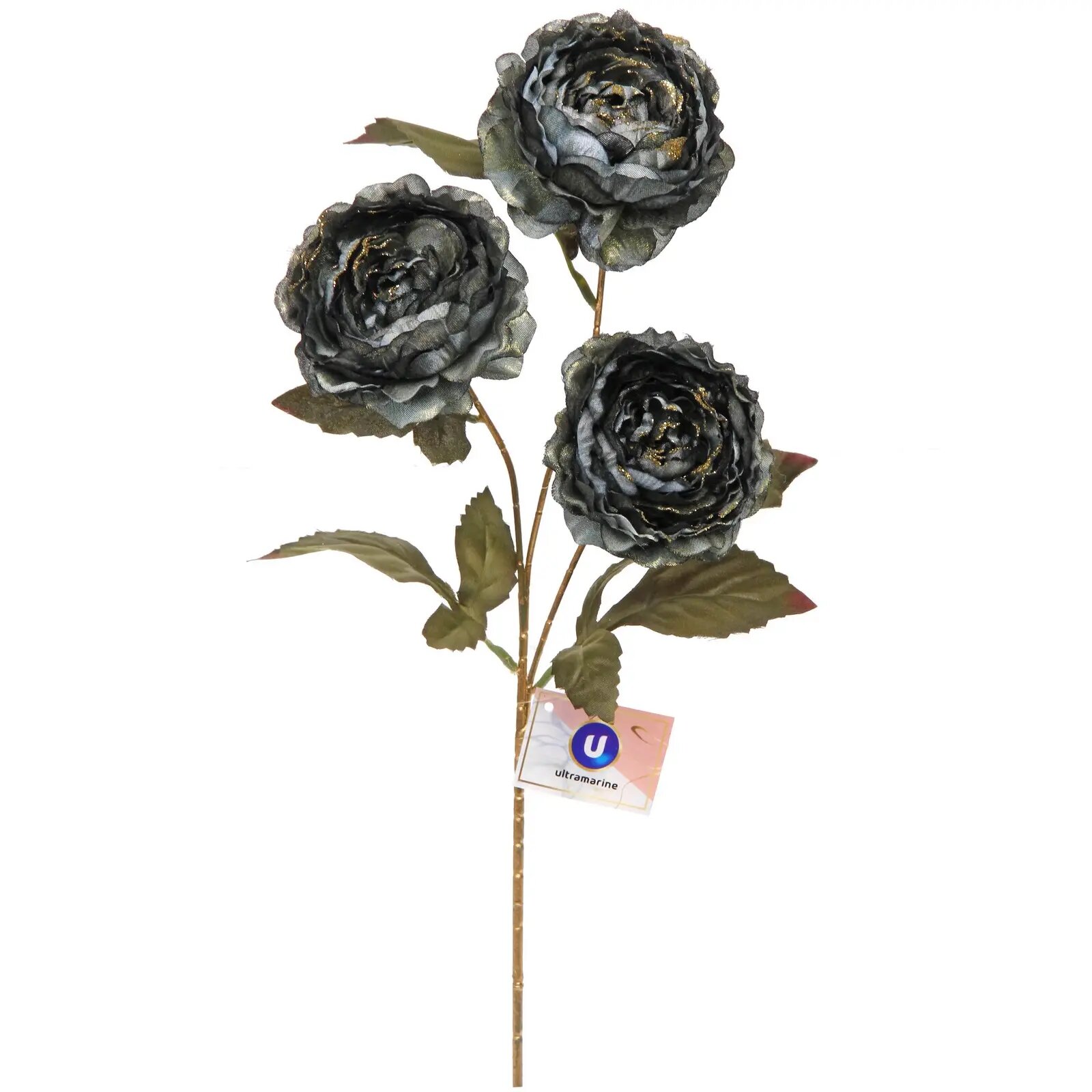 Искусственные цветы «FLOWERS GLAMOUR» 63см, три пиона, зеленые листья, декоративное оформление