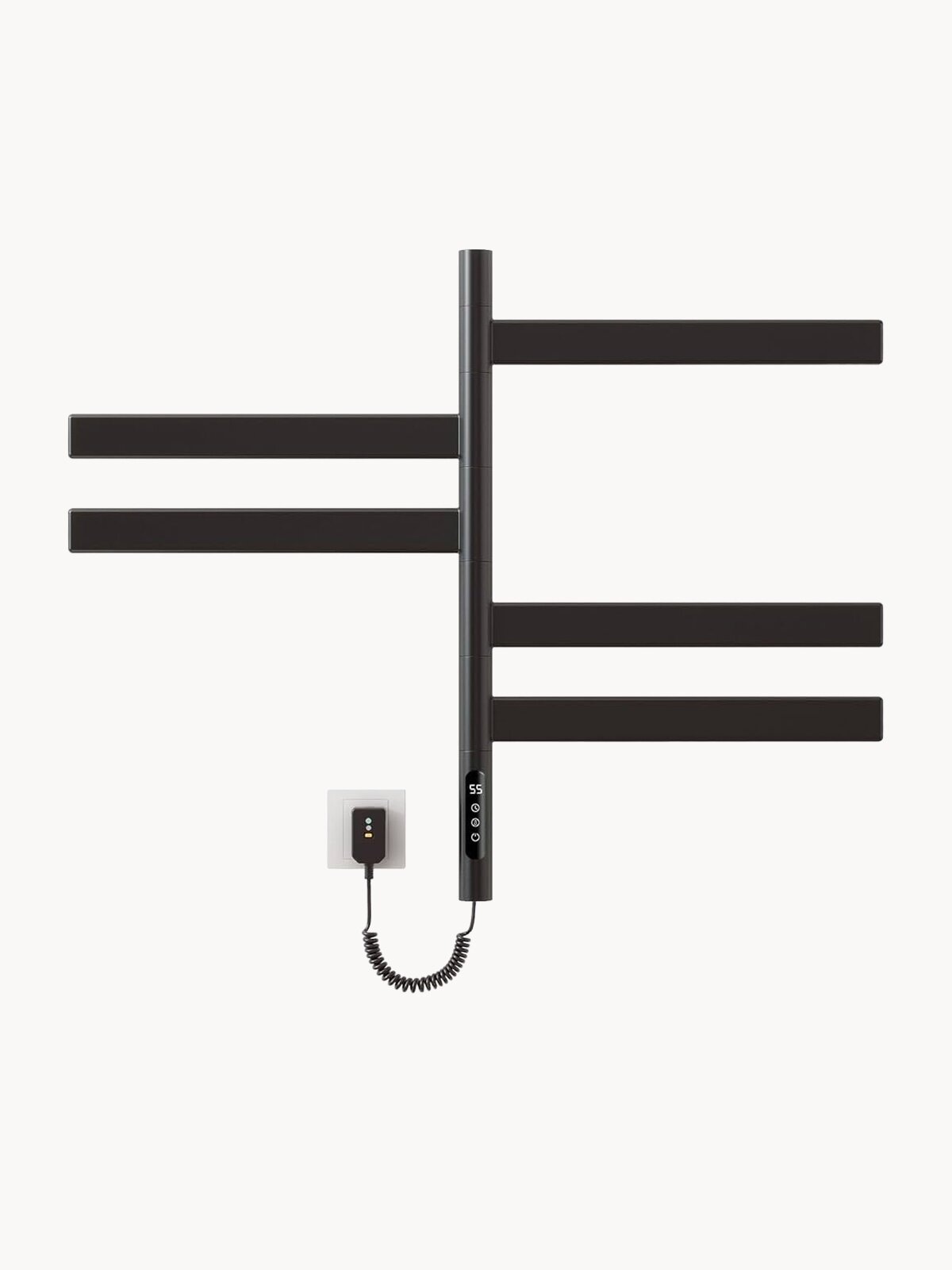 Полотенцесушитель электрический поворотный SIOYIE 450мм 680мм, с Wi-Fi, работает с Алисой, нержавеющая сталь черный форма F-образная