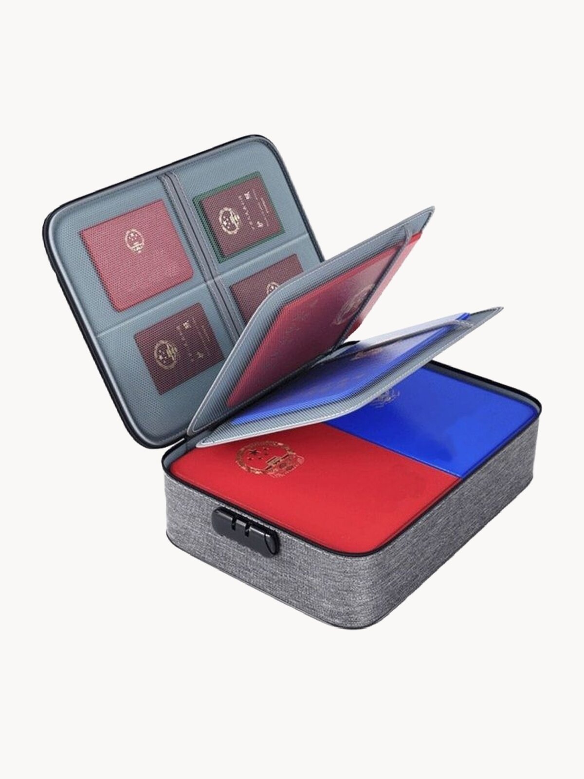 Сумка-органайзер для хранения документов с кодовым замком, серая