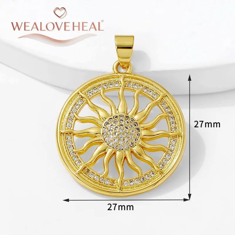 Подвески WEALOVEHEAL латунные позолоченные циркониевые 2 pieces, 18K Gold Plated