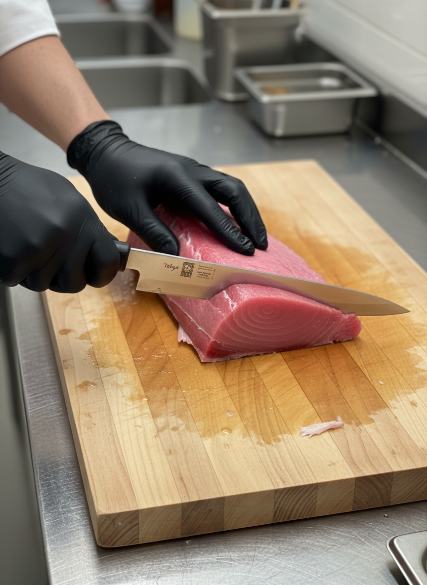 Нож японский Янагиба 270/450 мм, черный, TOKYO Icel, нержавеющая сталь