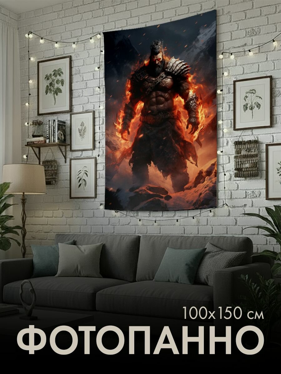 Панно тканевое PrintyFull / 100x150 см / воин, викинг