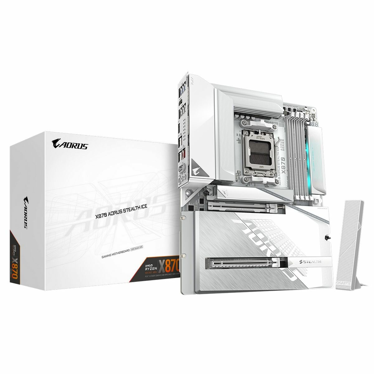 Материнская плата Gigabyte X870 AORUS STEALTH ICE, AM5, AMD X870, ATX, RTL (X870 AORUS STEALTH ICE)
