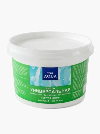 Тон Аква эмаль универсальная, акриловая, белая, полуглянцевая, 0,4 кг