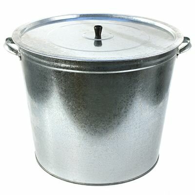 Бак оцинкованный Домашняя Мода эмалированный, с крышкой,"Земляника лесная , 40 литров, белый с рисунком (4109)