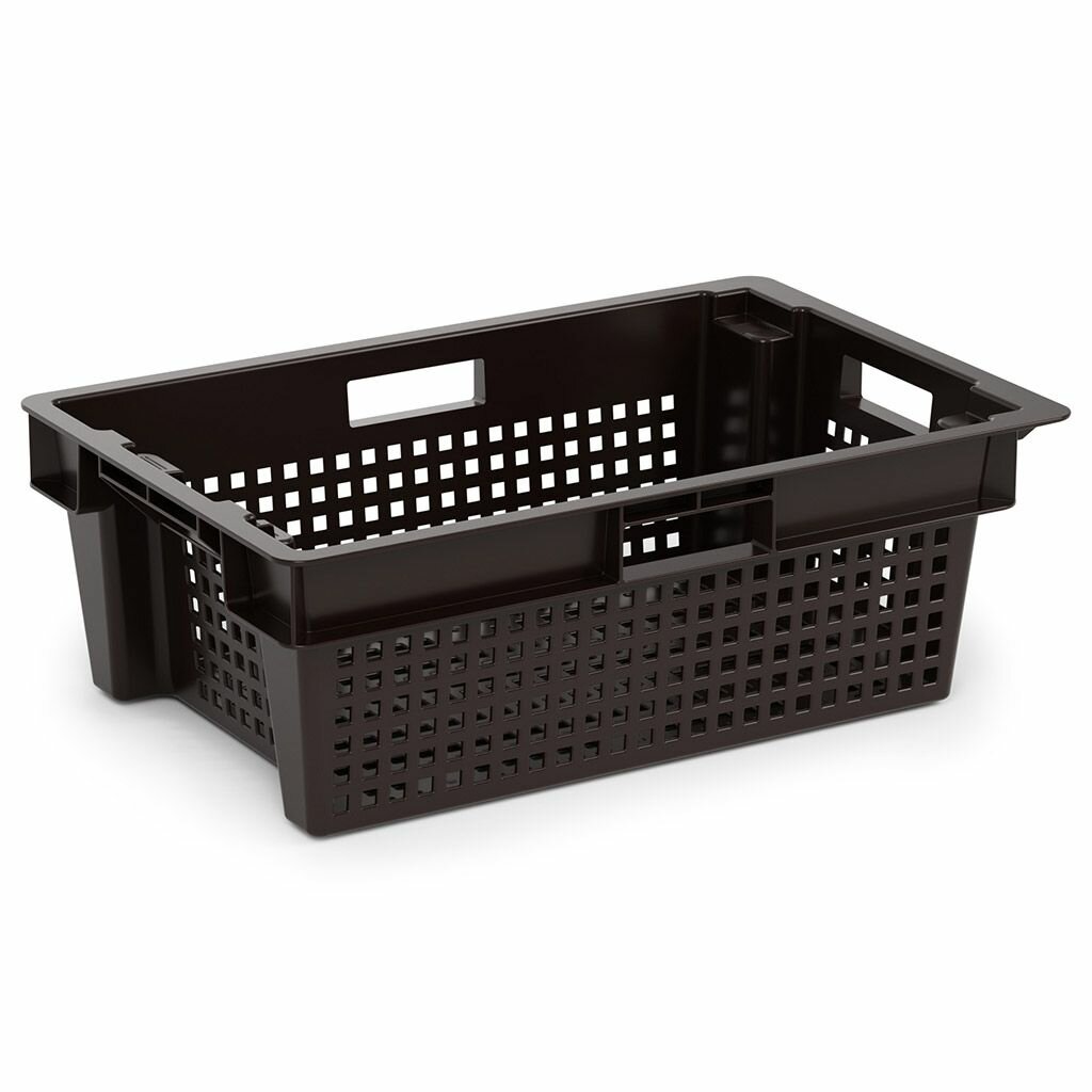 Контейнер-ящик для хранения Домашняя Мода хозяйственный пластмассовый "Эконом" 60х40х20 см, сетчатый (М8830)